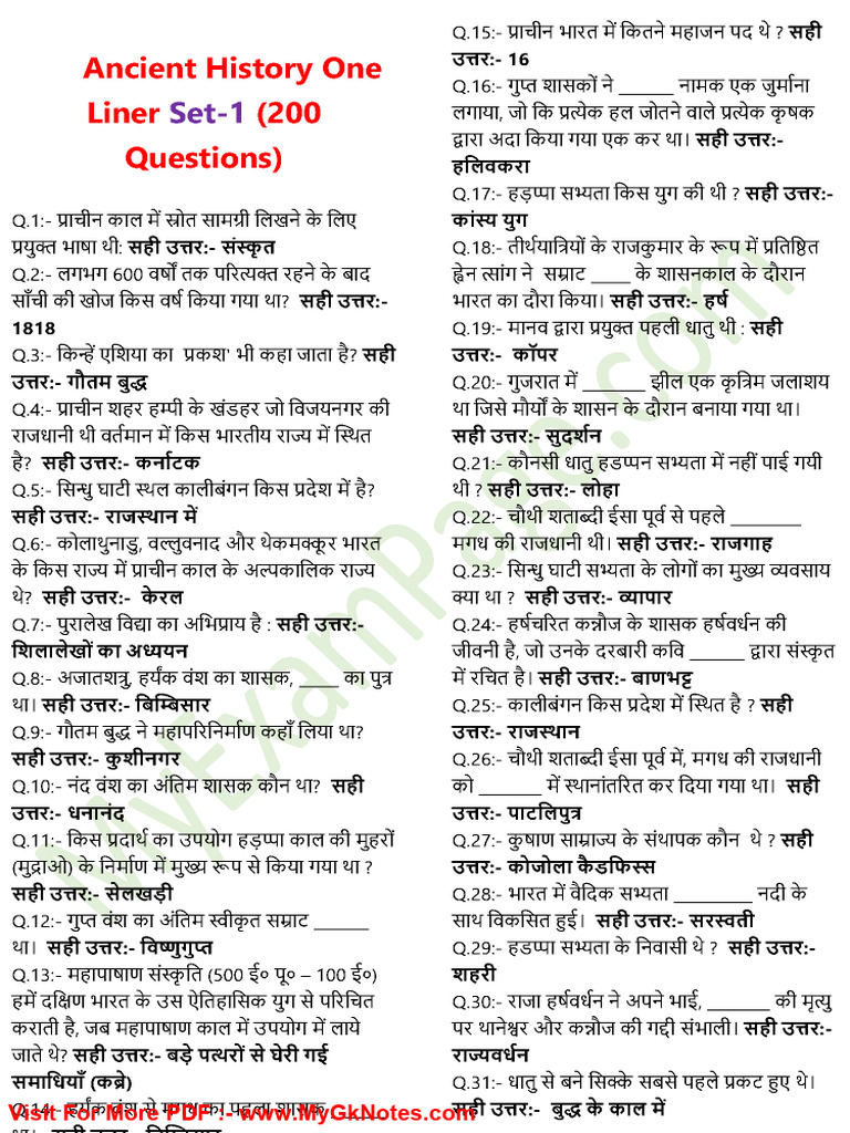 Ancient History Set-1 | PDF