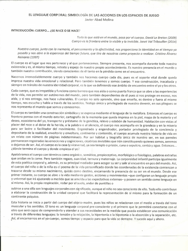 Cuerpo Subjetividad y Corporeidad | PDF