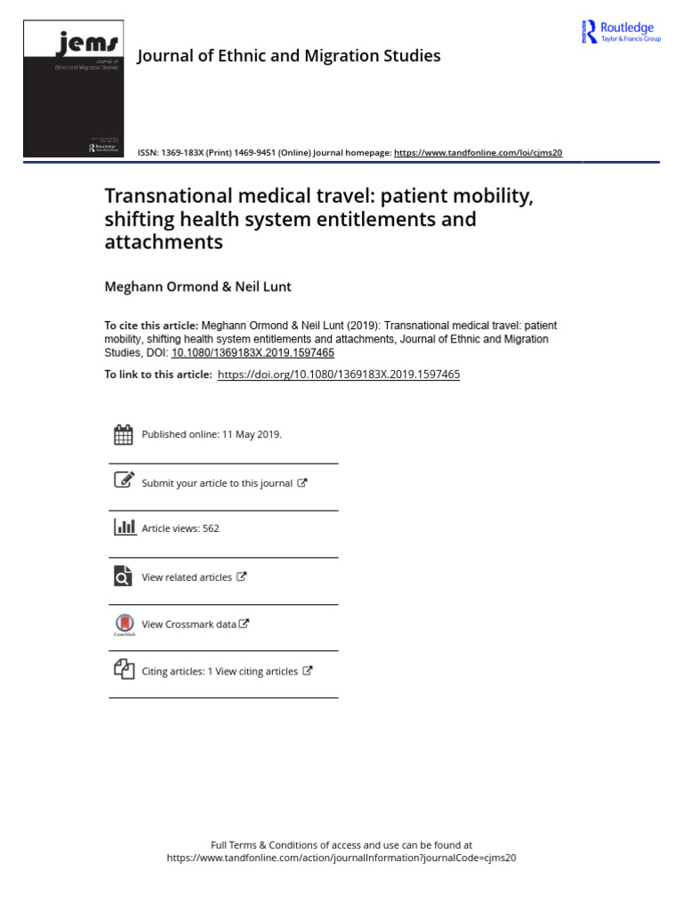 Week 7 - Transnational Medical Travel-Patient Mobility Shifting Health ...