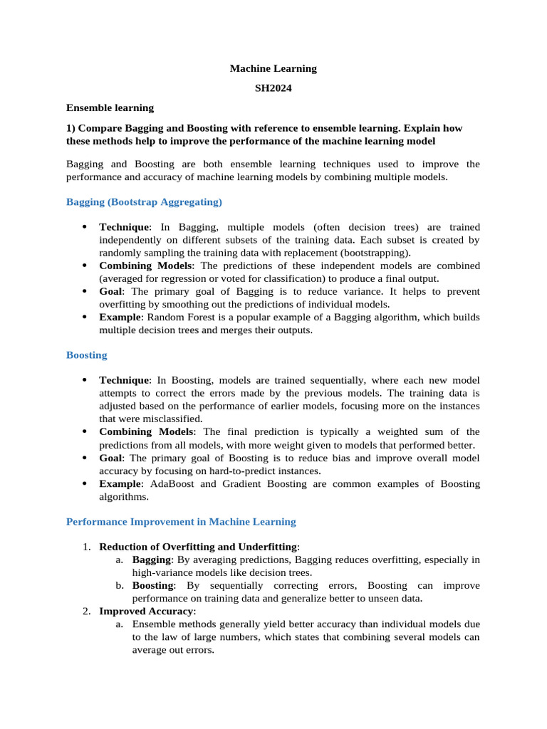 ML IA2 QB Question Answers | PDF