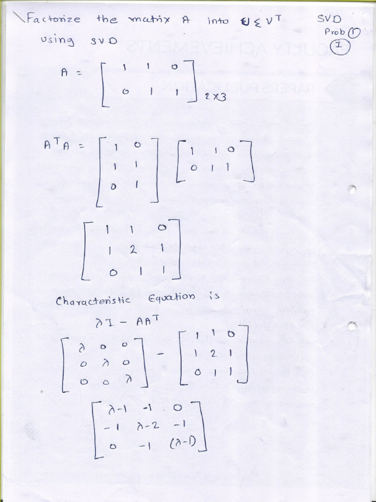 SVD Problem 1 | PDF