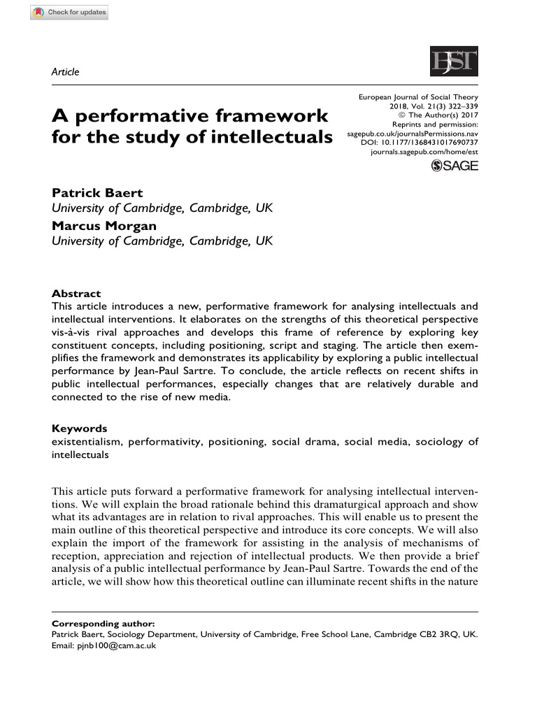 A Performative Framework For The Study of Intellectuals | PDF