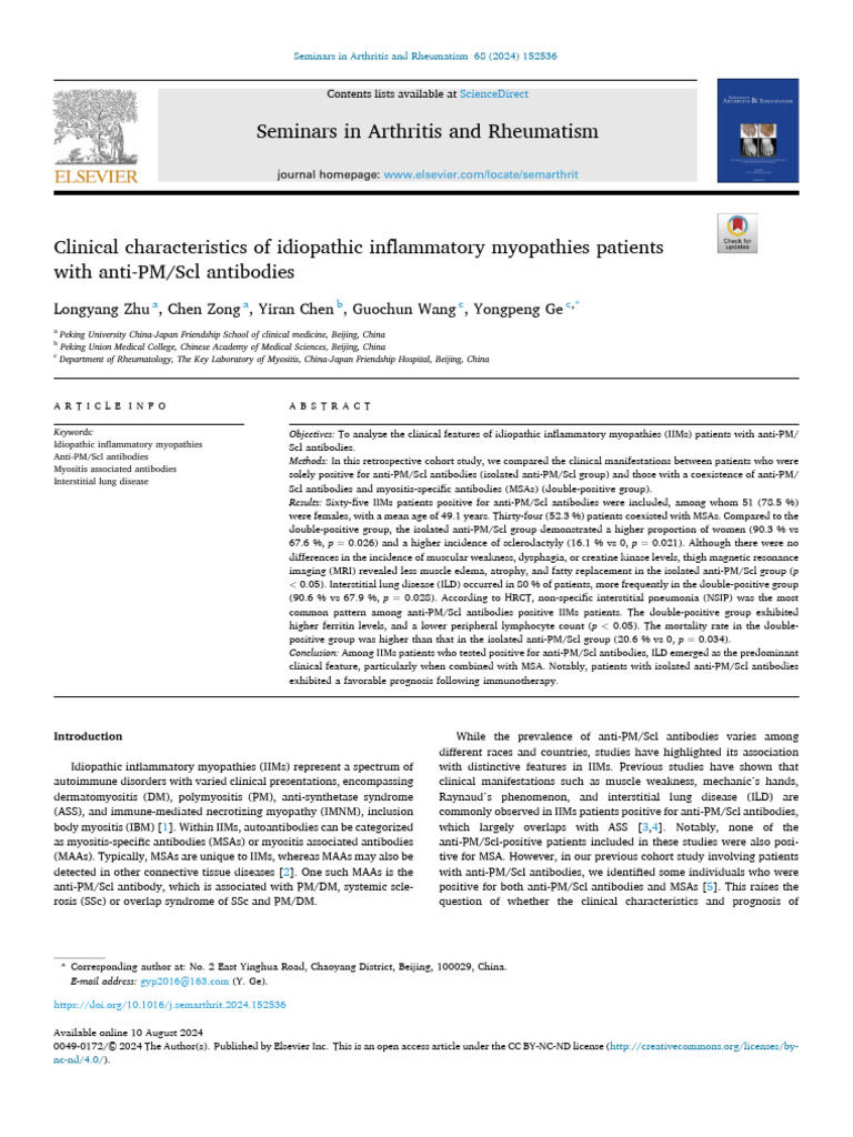 2024 - Clinical Characteristics of Idiopathic Inflammatory Myopathies ...