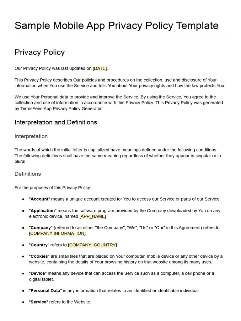 sample-mobile-app-privacy-policy-template | PDF