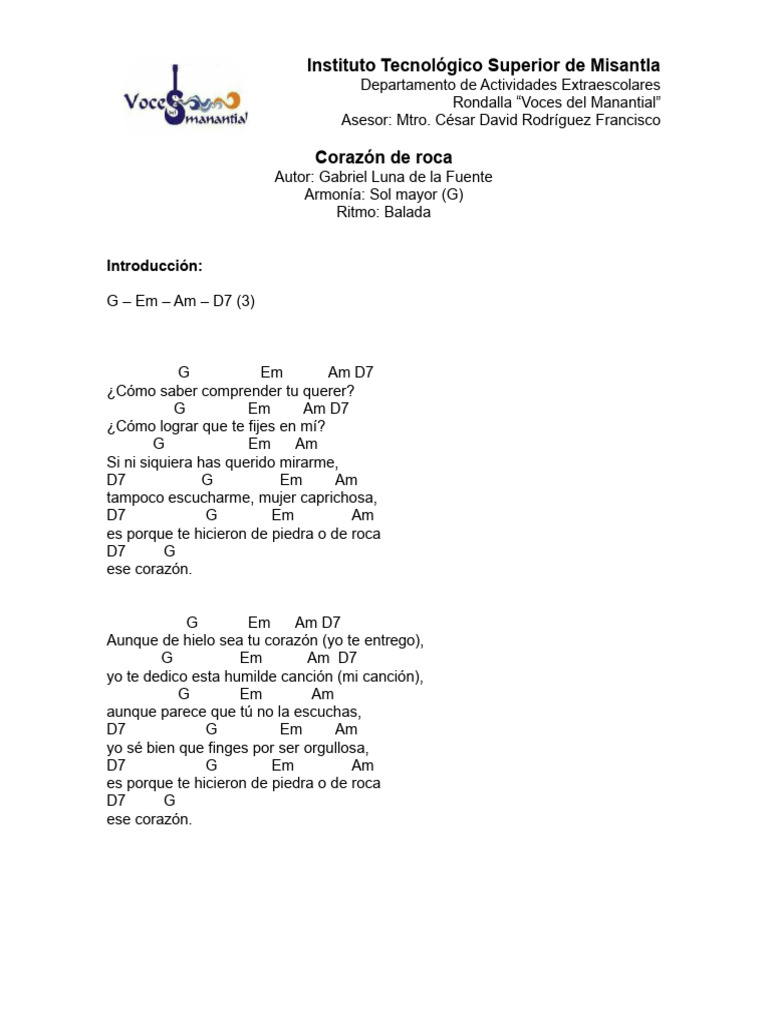 Corazón de Roca - Acordes | PDF