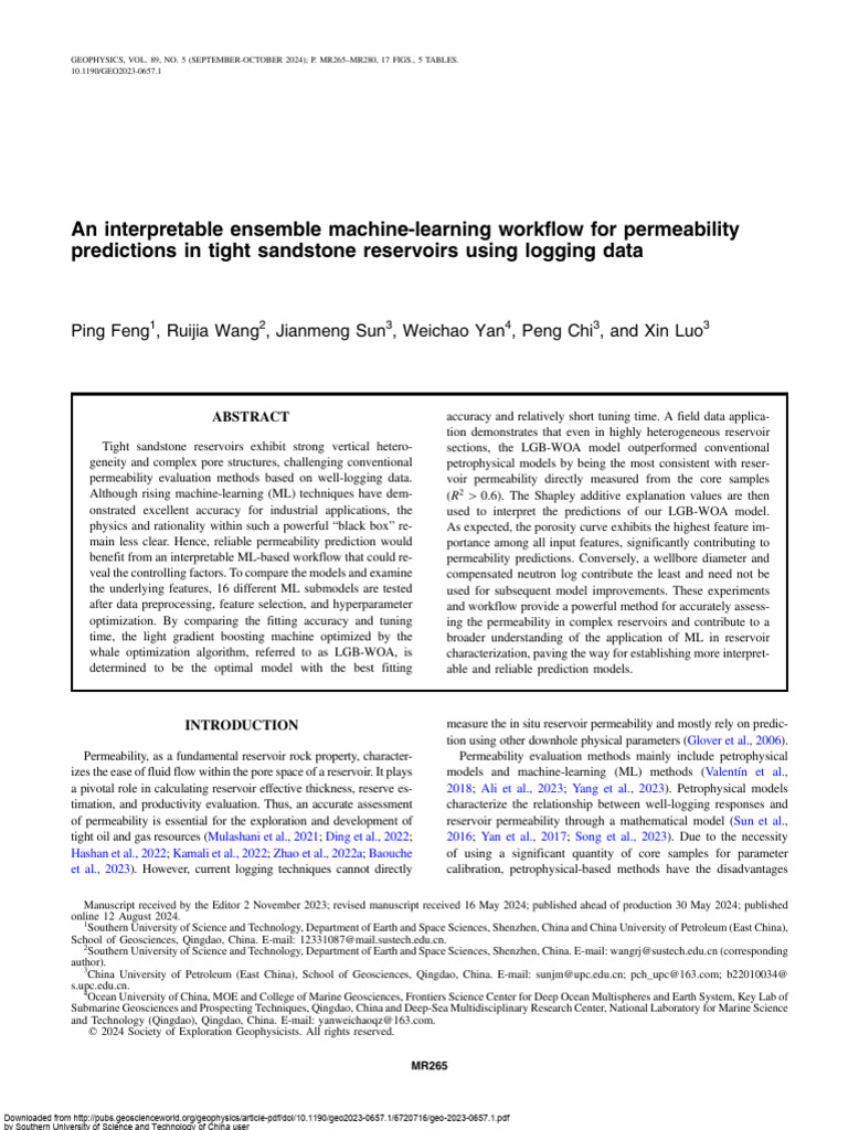 An Interpretable Ensemble Machine-Learning Workflow For Permeability Predictions in Tight ...