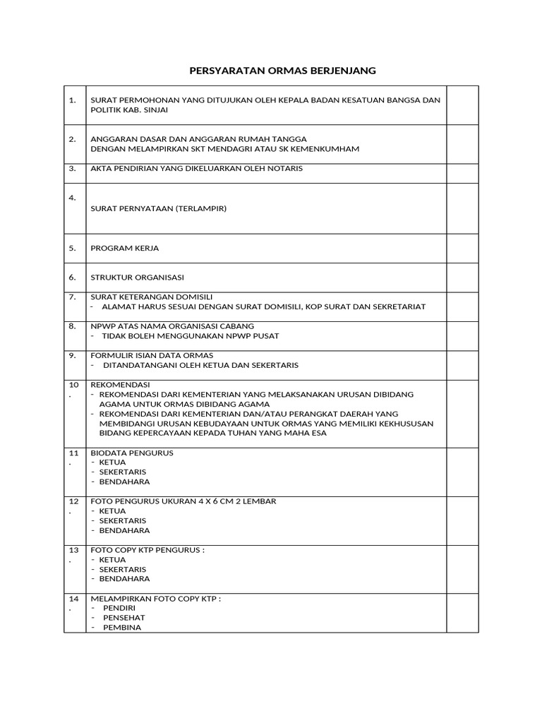 Persyaratan Ormas Berjenjang fix | PDF