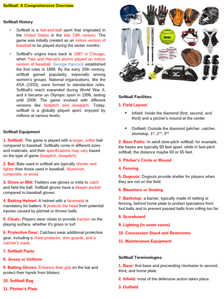 Softball Equipment and Facilities Guide | PDF | Softball | Baseball Field