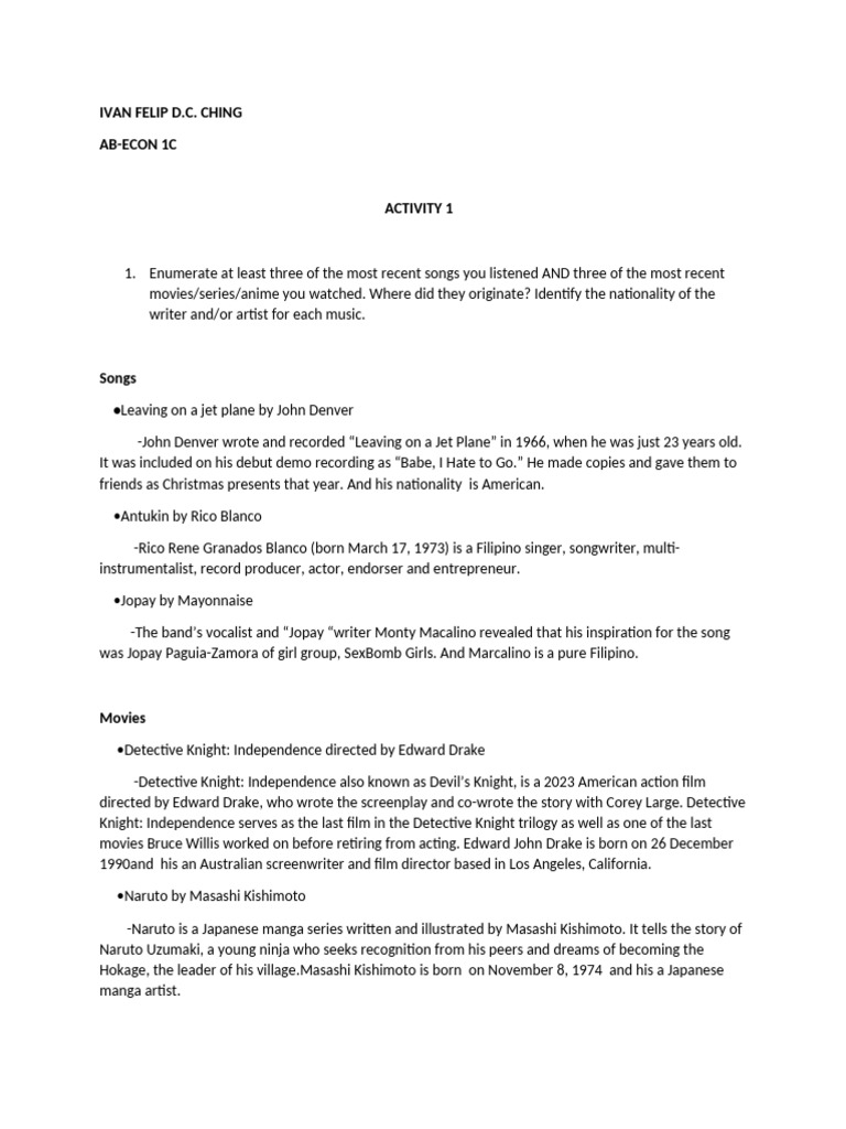 Activity 1 Ivan Ching 1C | PDF