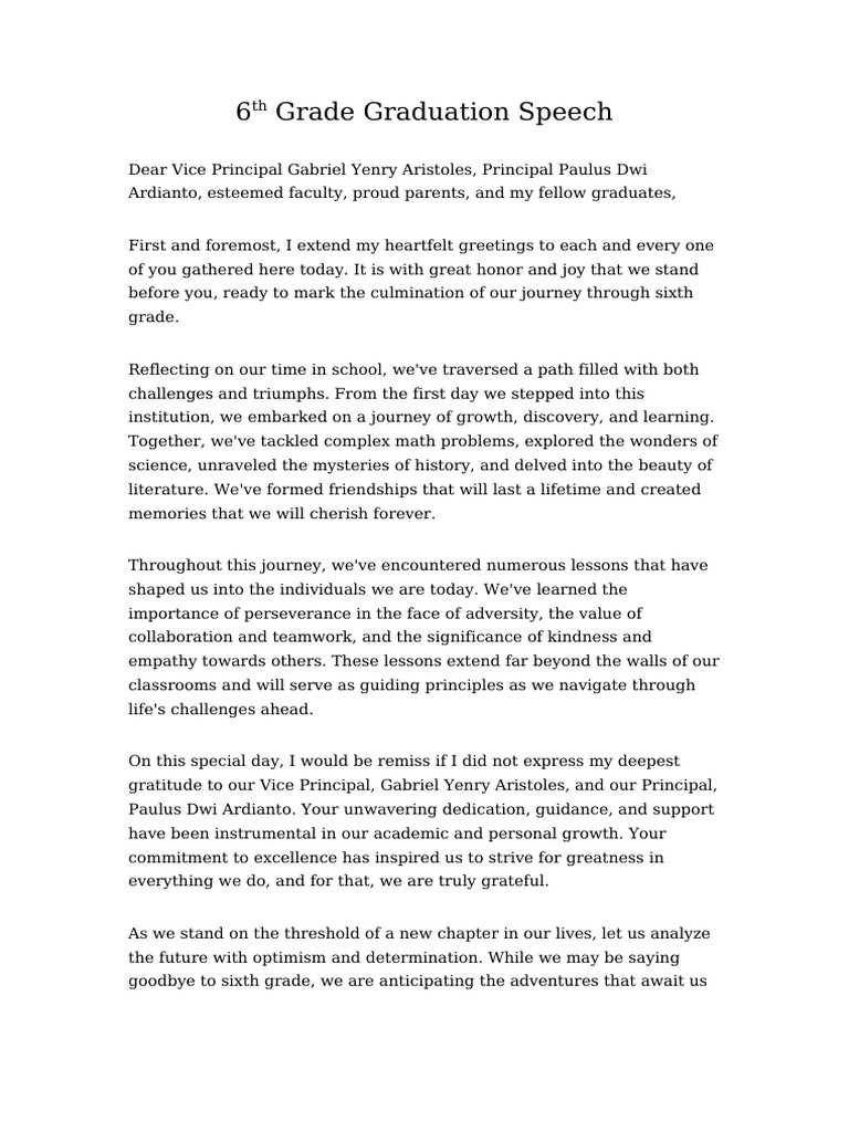 6th Grade Grad Speech | PDF