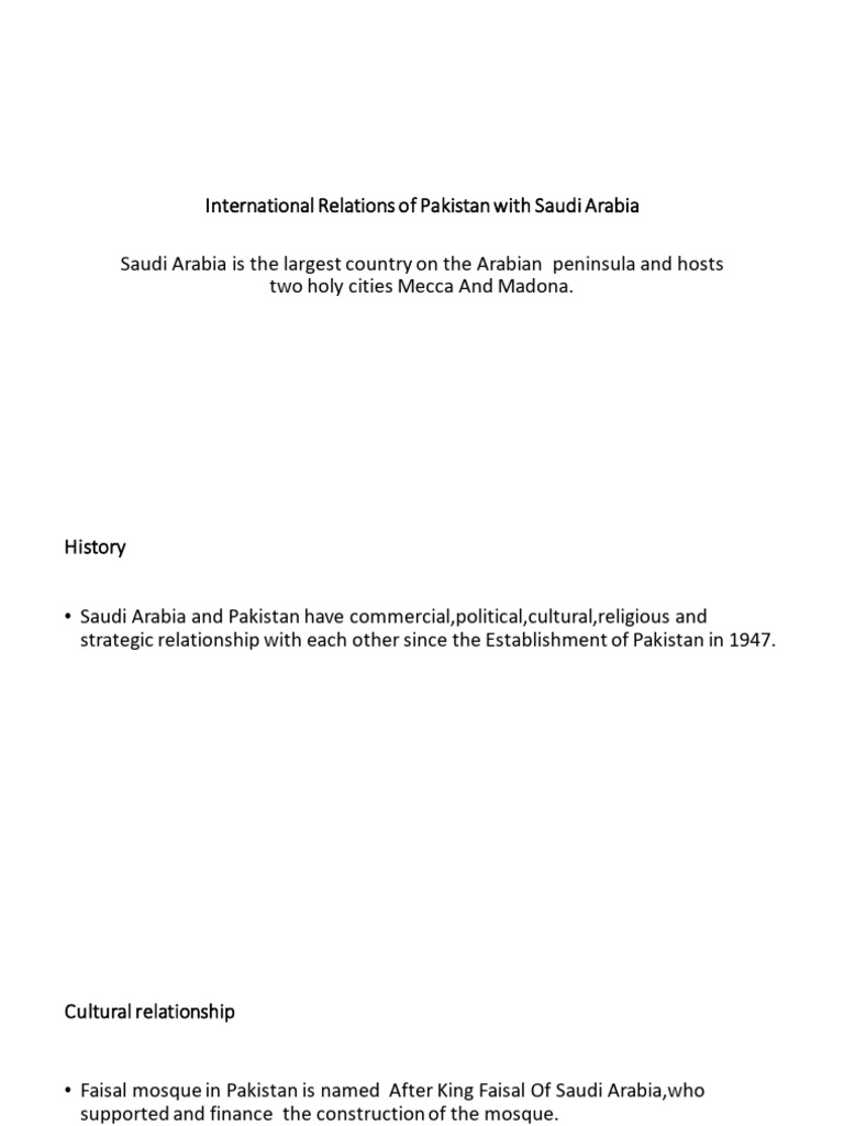 International Relations of Pakistan With Saudi Arabia | PDF