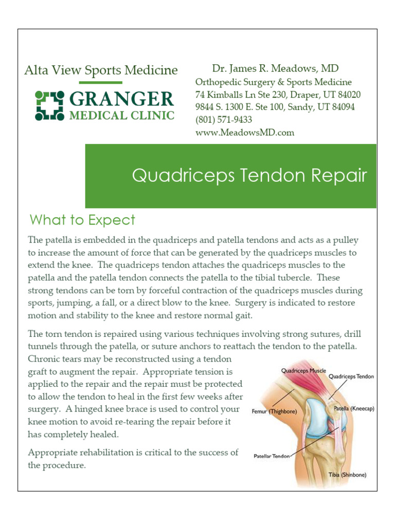 Quadriceps Tendon Repair Rehab | PDF Quadriceps Tendon Repair Rehab | PDF