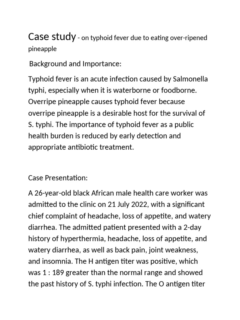 Case Study On Typoid | PDF