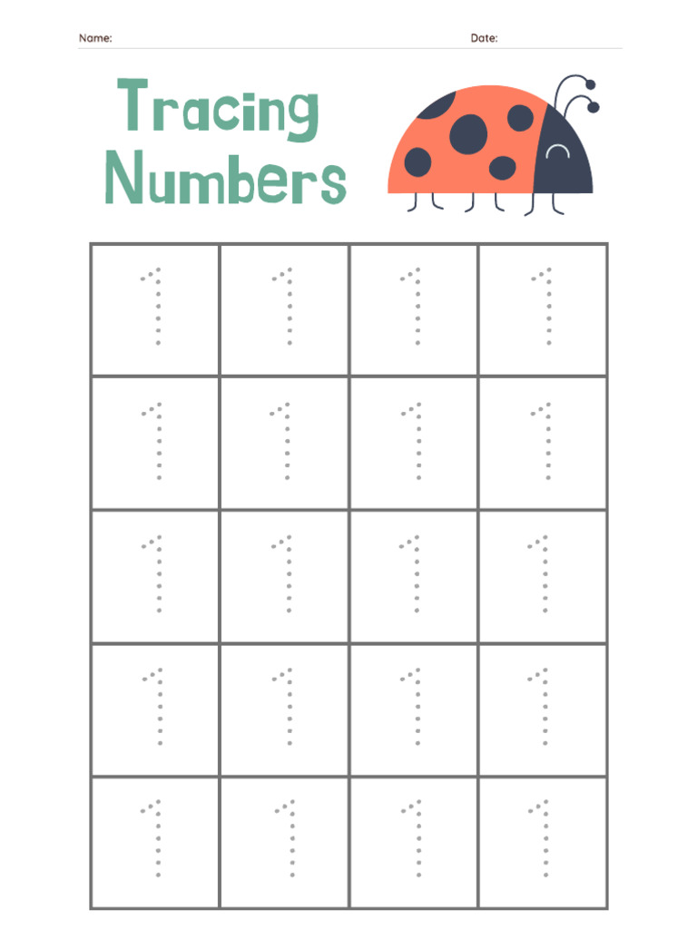 Tracing Numbers Worksheet in Colorful Illustrative Style | PDF
