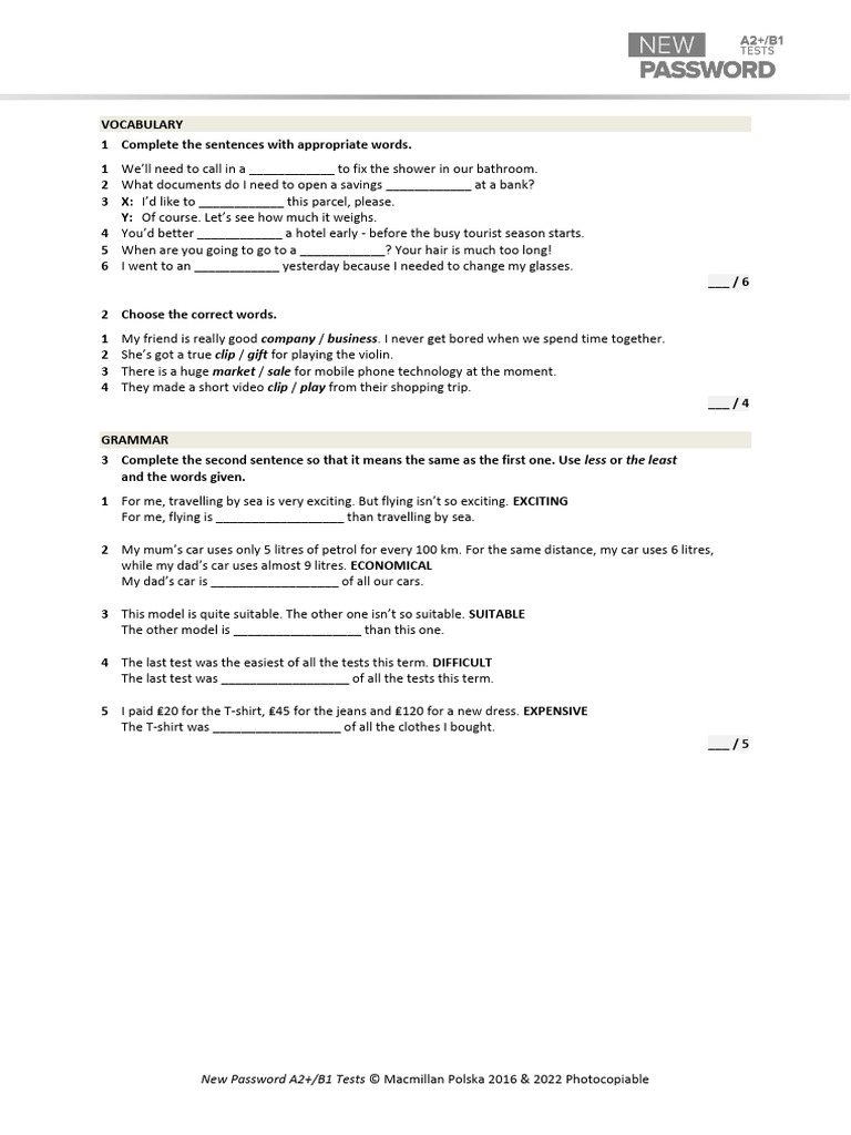 New Password A2+ B1 CST 6B | PDF