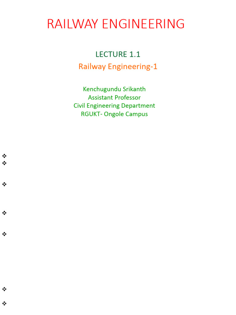 1.1 Railway Engineering-1 Lecture 1.1 | PDF