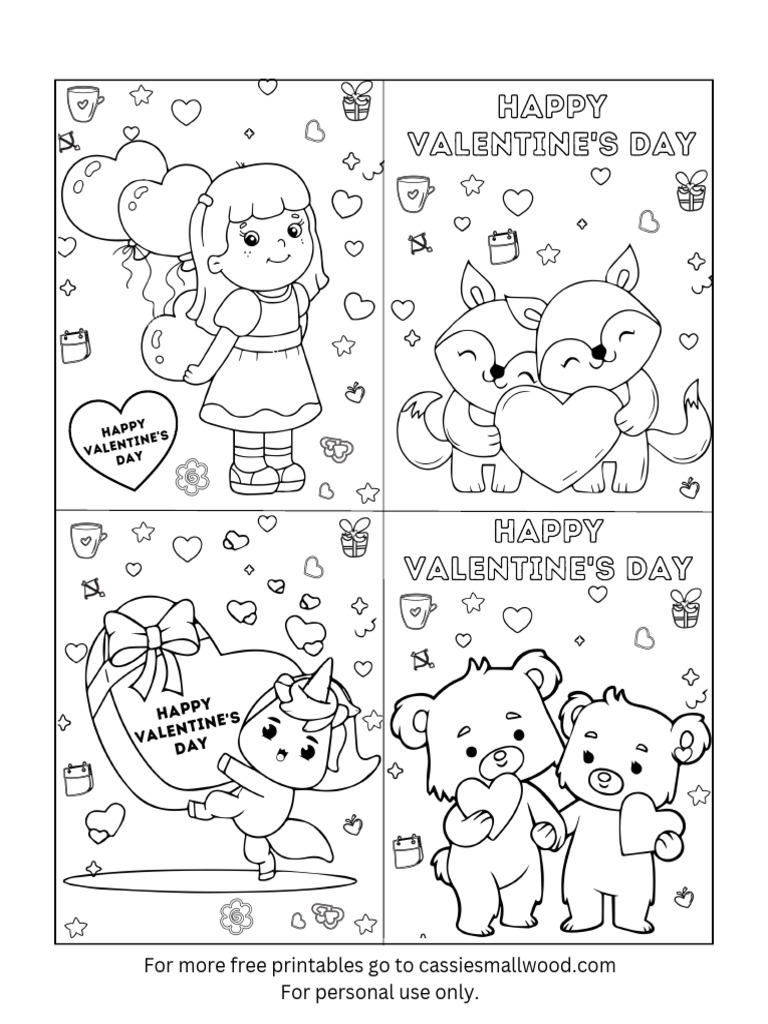 Valentine Exchange Cards To Color | PDF