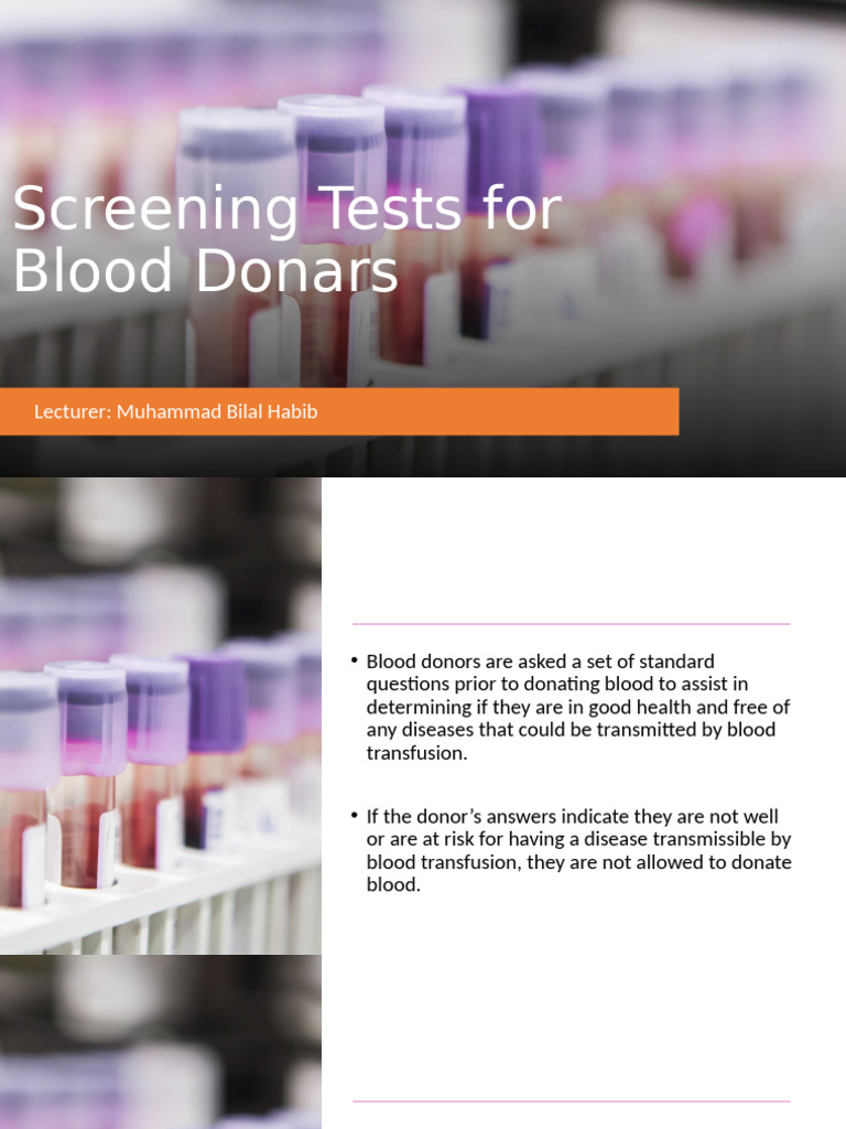 Screening Tests in Blood Bank | PDF