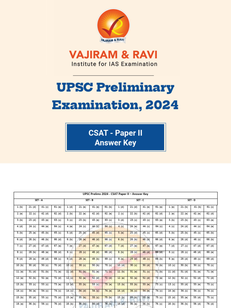 Prelims 2024 - Csat Answer Key | PDF