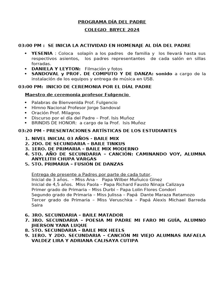 Programa-día-del Padre | PDF