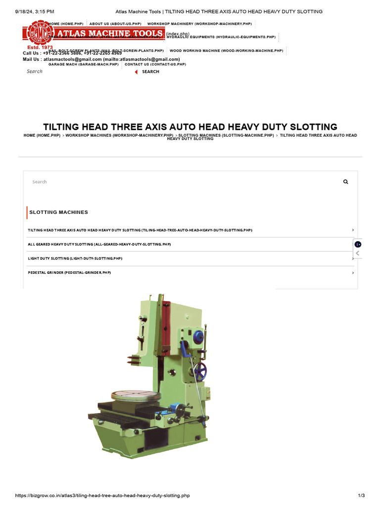 Atlas Machine Tools - TILTING HEAD THREE AXIS AUTO HEAD HEAVY DUTY ...