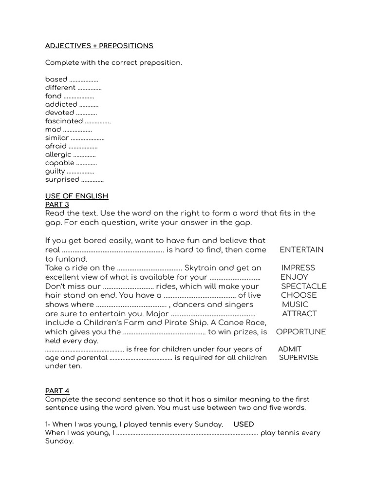 Adjectives + Prepositions | PDF