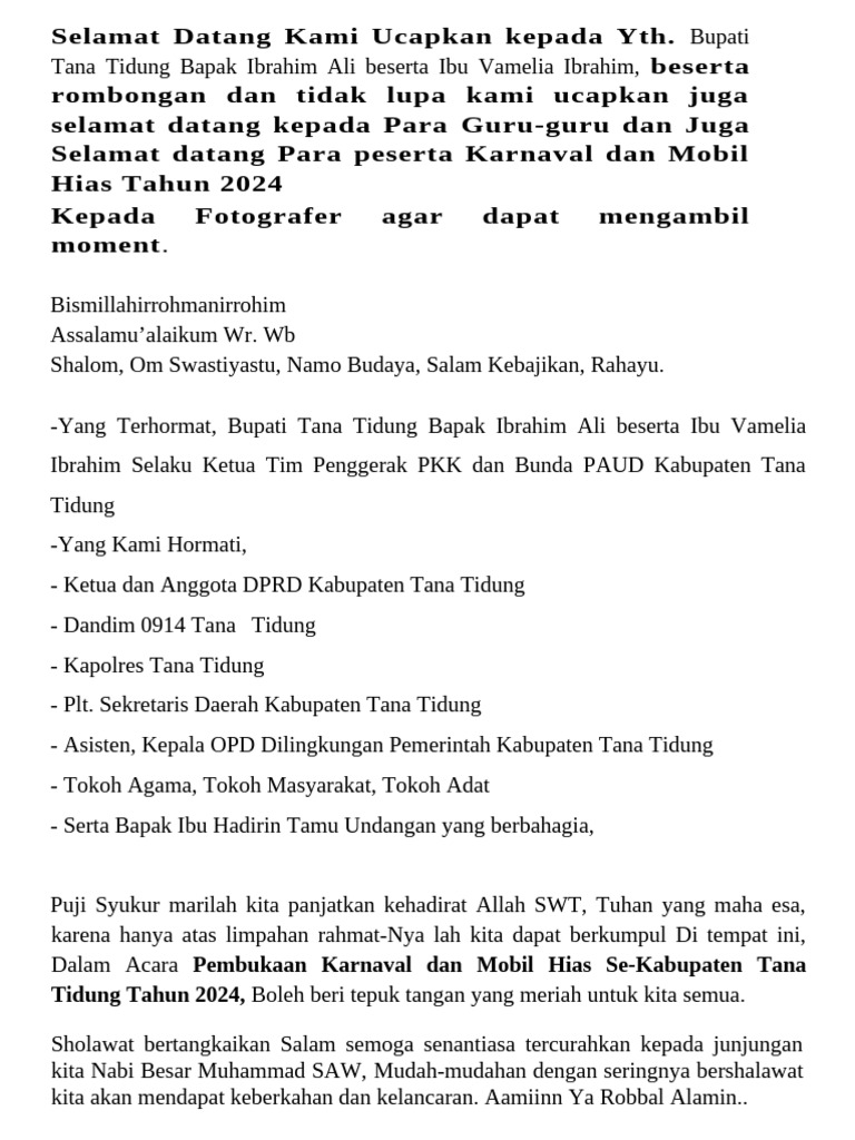 MC Karnaval Dan Mobil Hias 2024 | PDF
