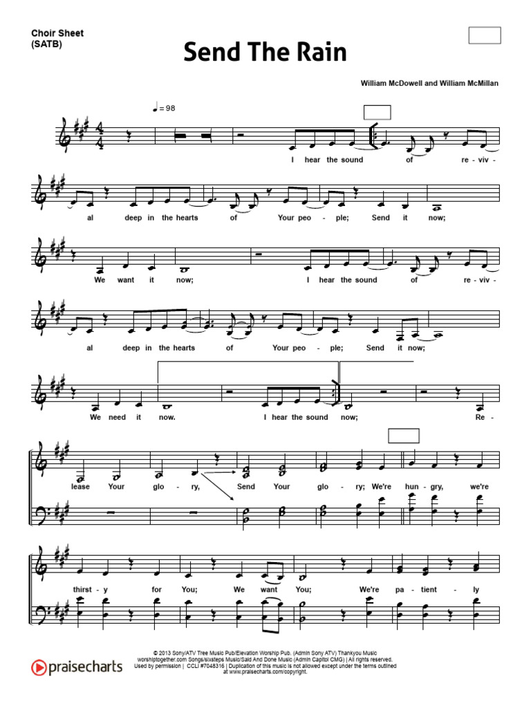 Send The Rain - Choir Sheet | PDF