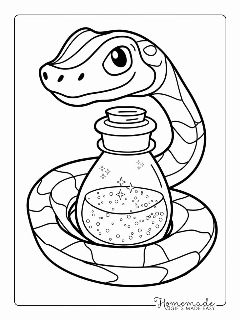snake-coloring-pages-cute-cartoon-snake-coiled-around-potion | PDF