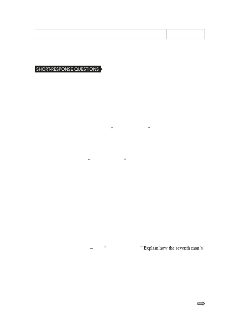 The Seventh Man - First Read Extension Questions PDF | PDF