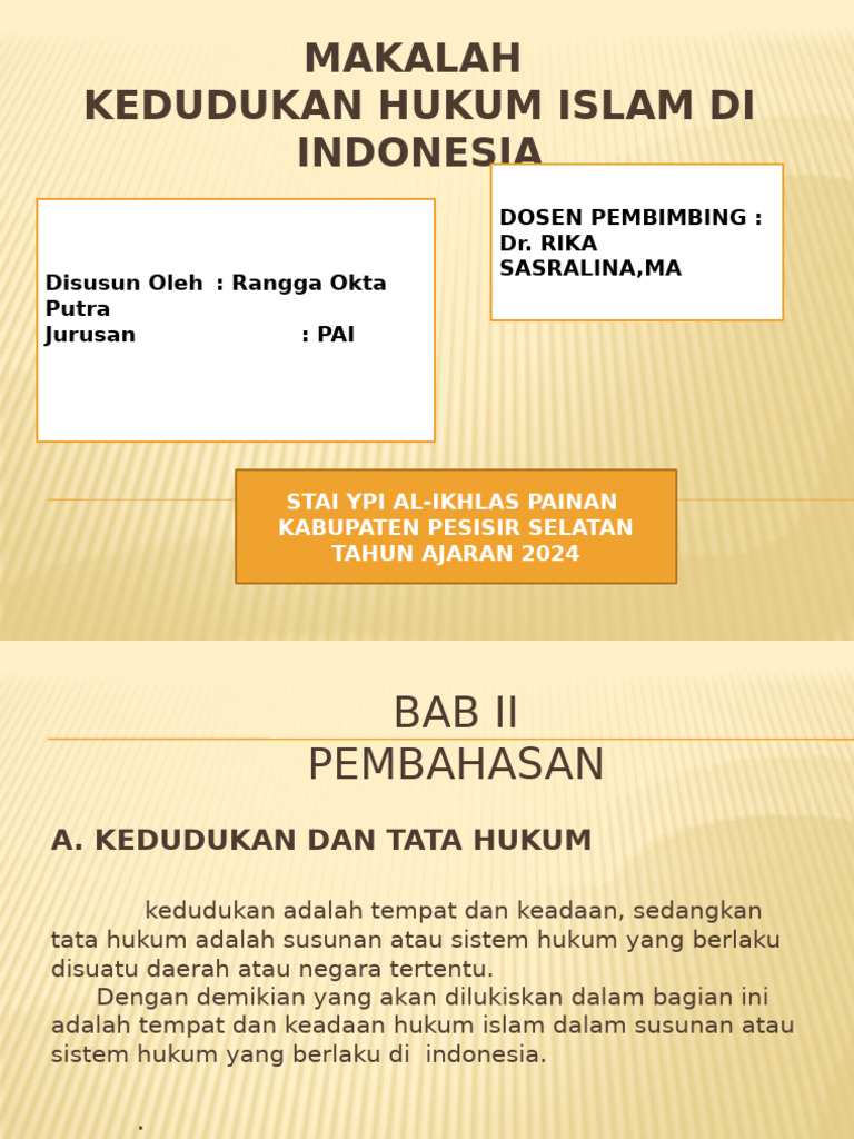 Kedudukan Hukum Islam Di Indonesia | PDF | Politik | Agama & Spiritualitas