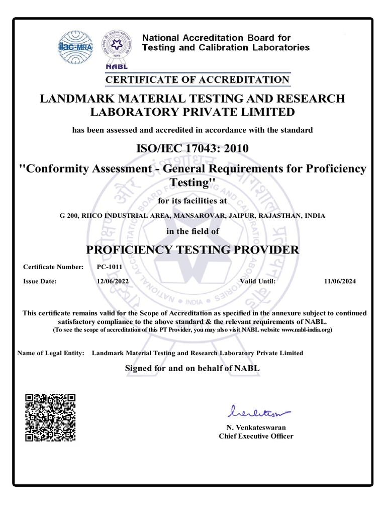 Certificate PC-1011. Scope & Certificate 17043 | PDF