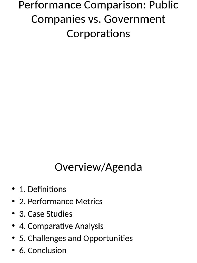 Performance Comparison Public Vs Government Corporations | PDF