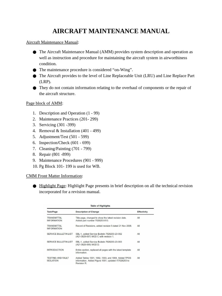 Aircraft Maintenance Manual | PDF