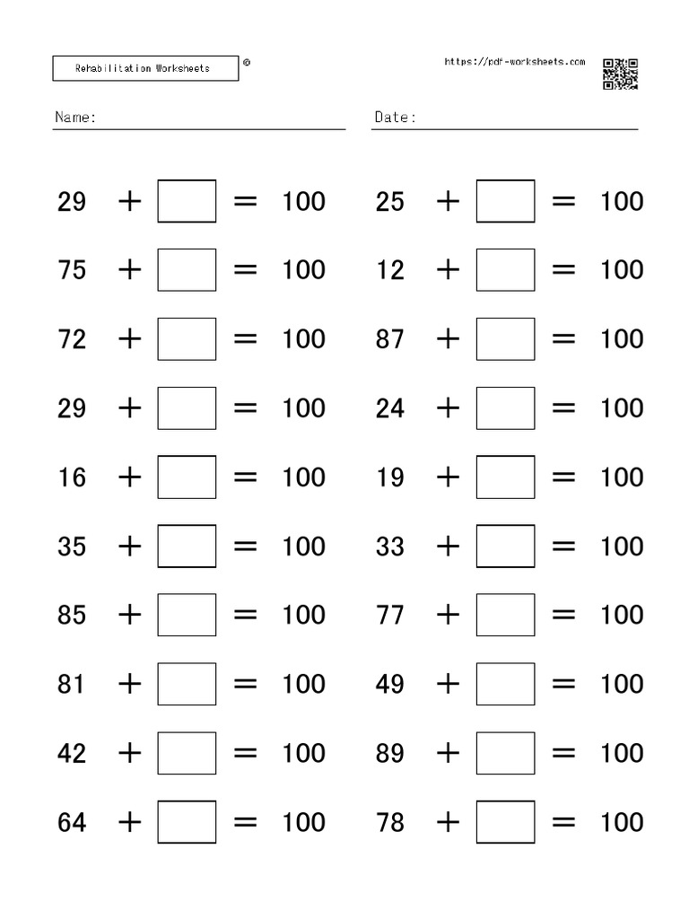 Calculation Task That Adds Up To 100 - 001 | PDF