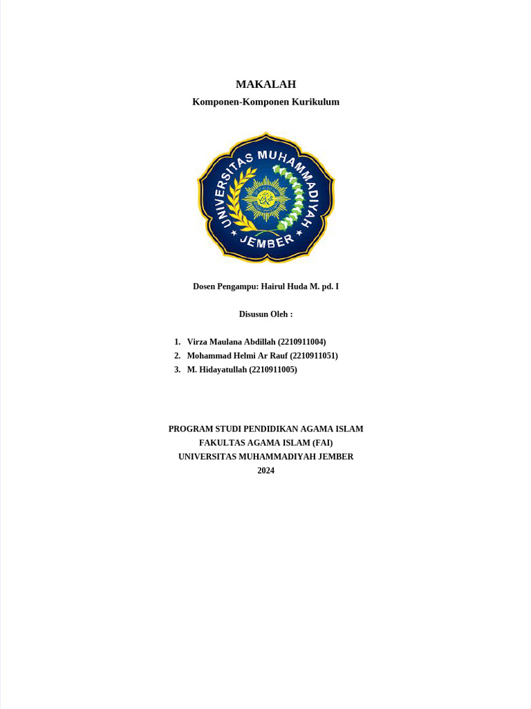 Komponen-Komponen Kurikulum | PDF