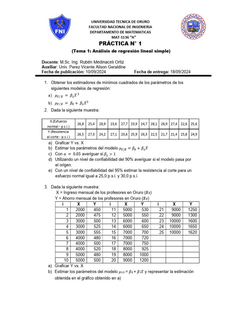 Mat 1136 Practica 1 2024-2 | PDF