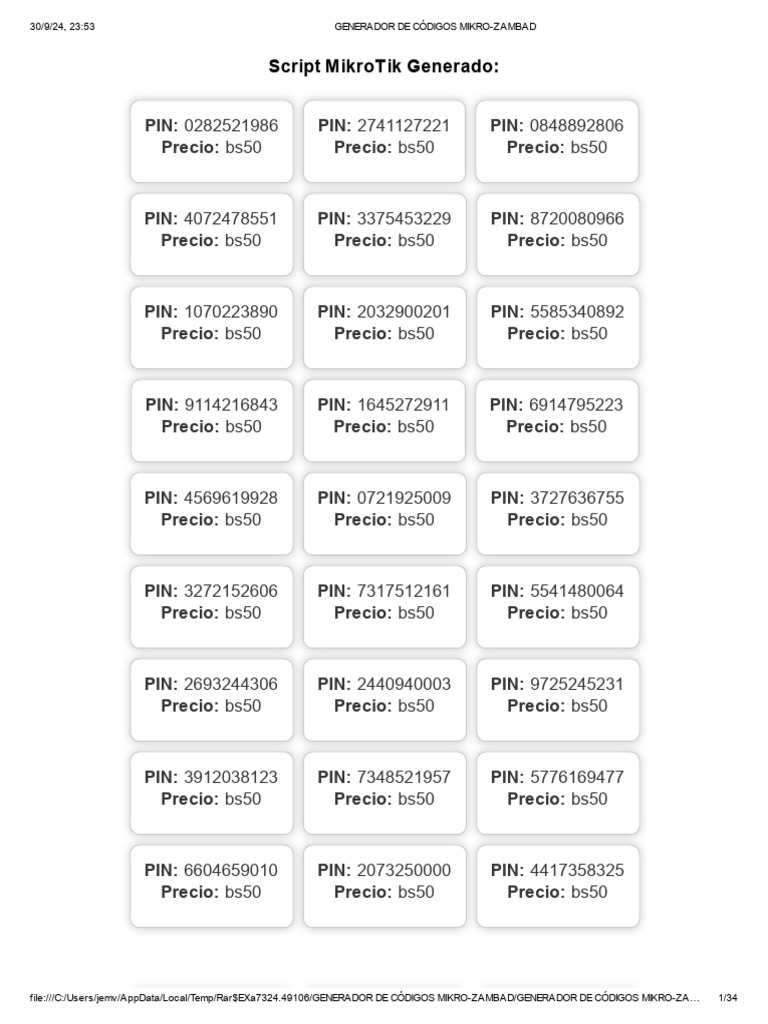 Generador de Códigos Mikro-Zambad | PDF