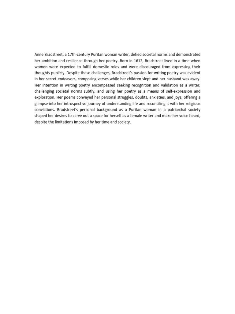 Anne Bradstreet | PDF