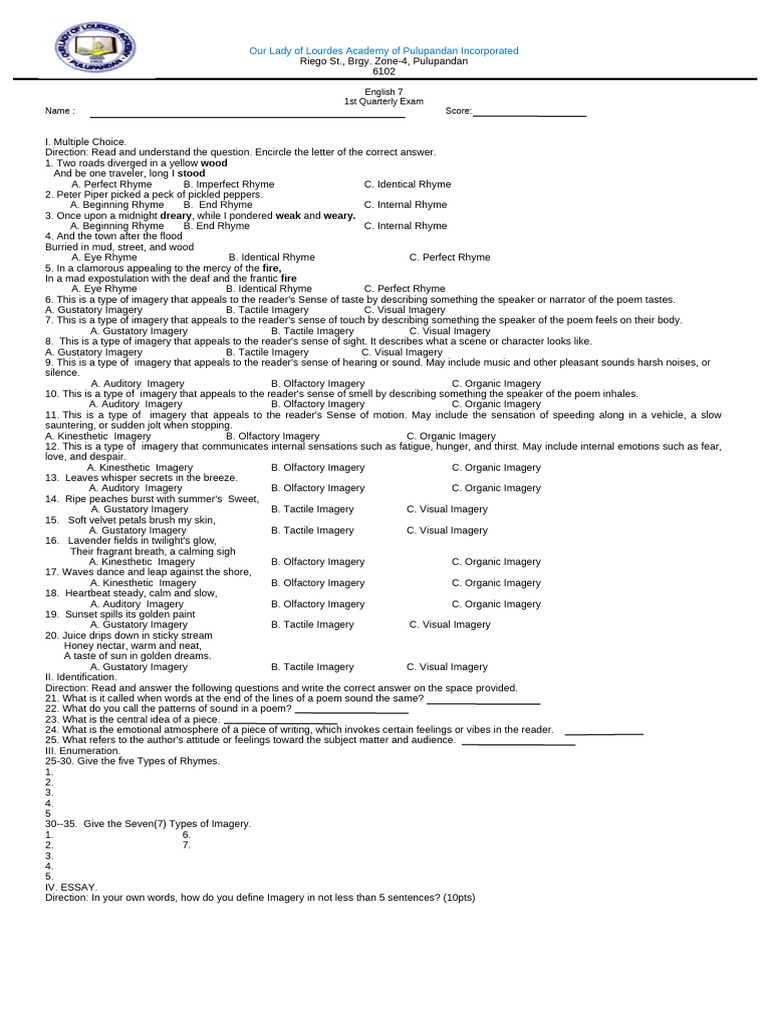 Monthly Exam | PDF