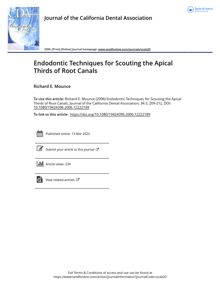 Apical Third Scouting Techniques in Endodontics | PDF | Dentistry ...