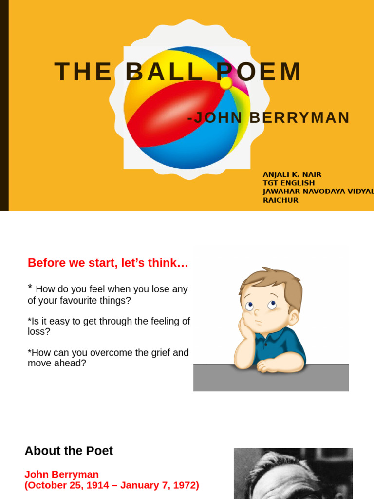 The Ball Poem Class 10 | PDF | Epistemology | Art