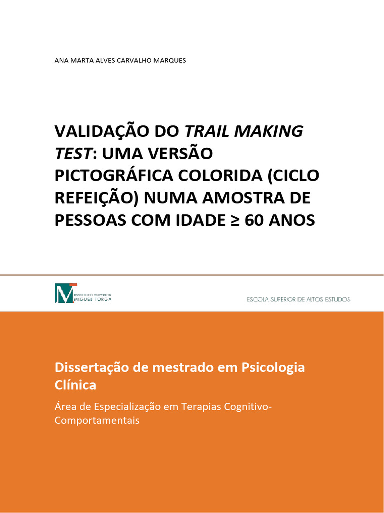 Trail Making Test Dissertação | PDF