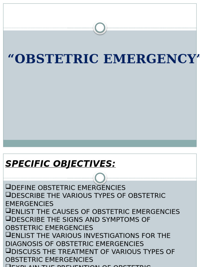 Obtetric Emergencies | PDF