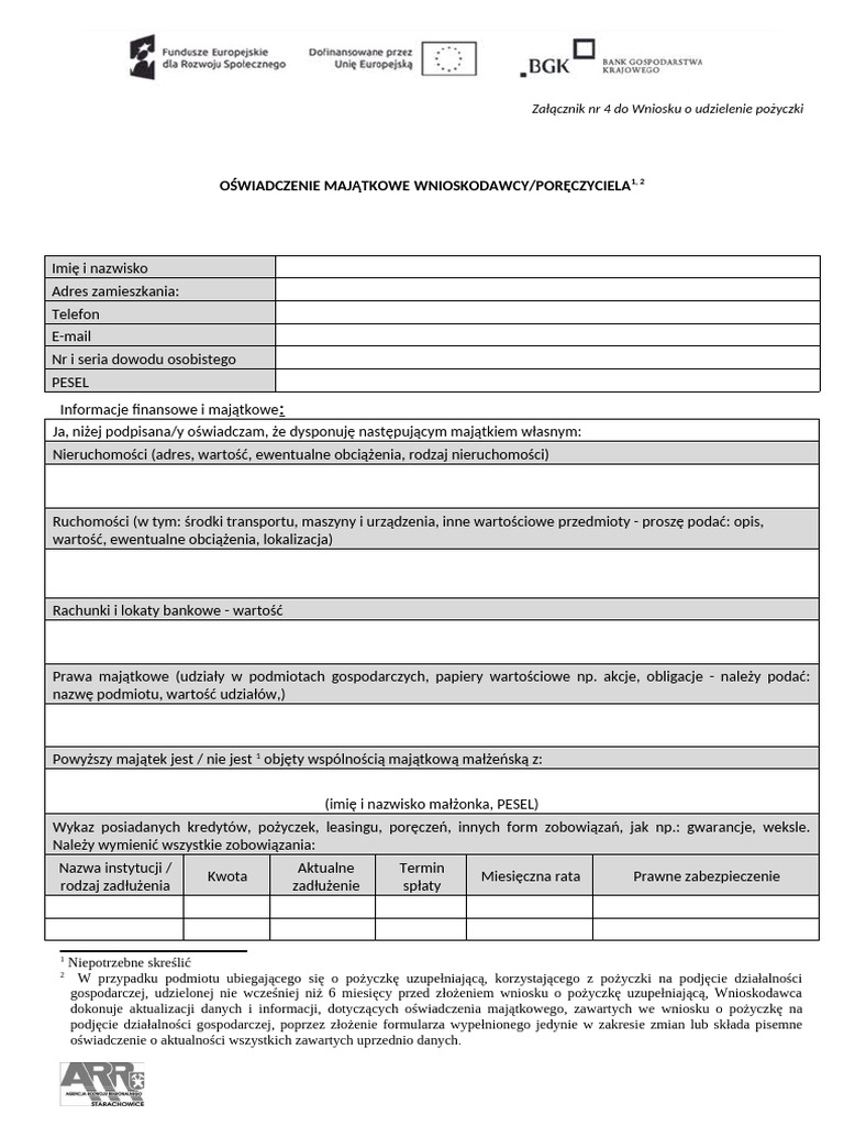 Zał.4 Oświadczenie - Majatkowe | PDF