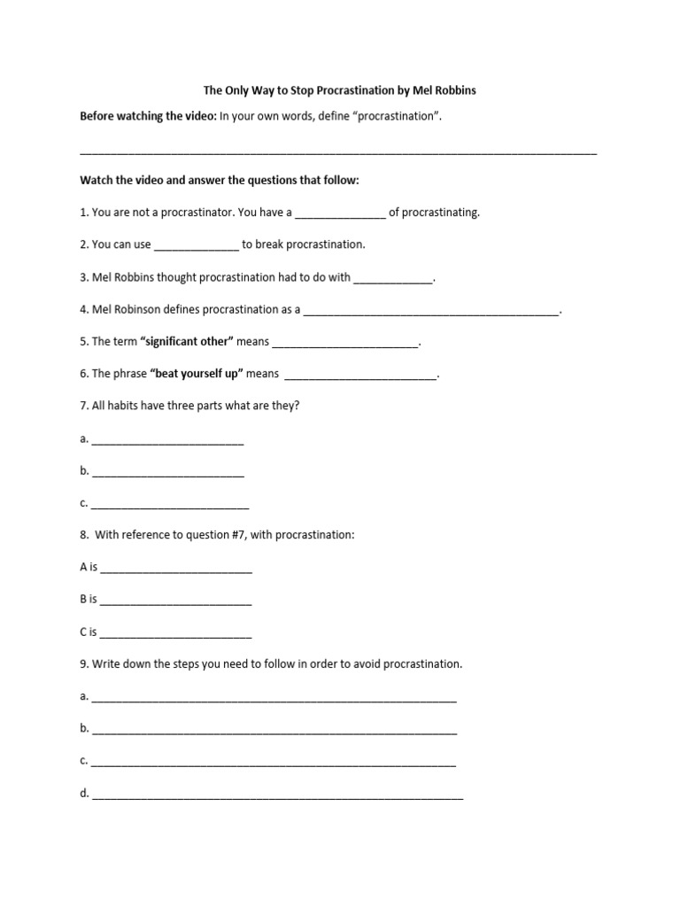 Procrastination Video Exercise | PDF