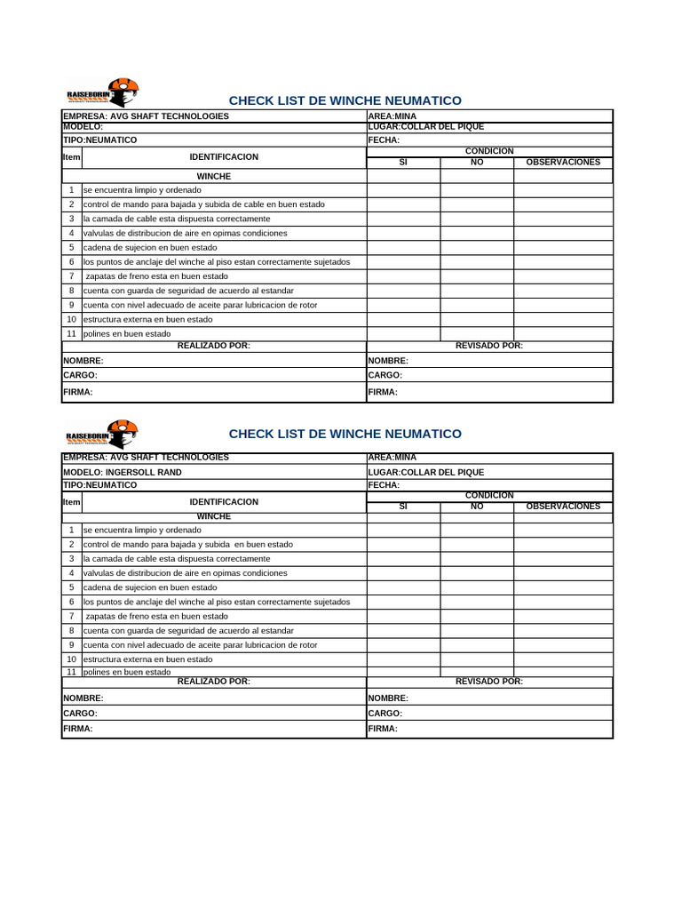 Check List Winches Avg | PDF