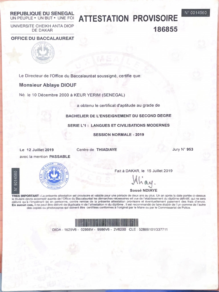 Attestation Provisoire | PDF