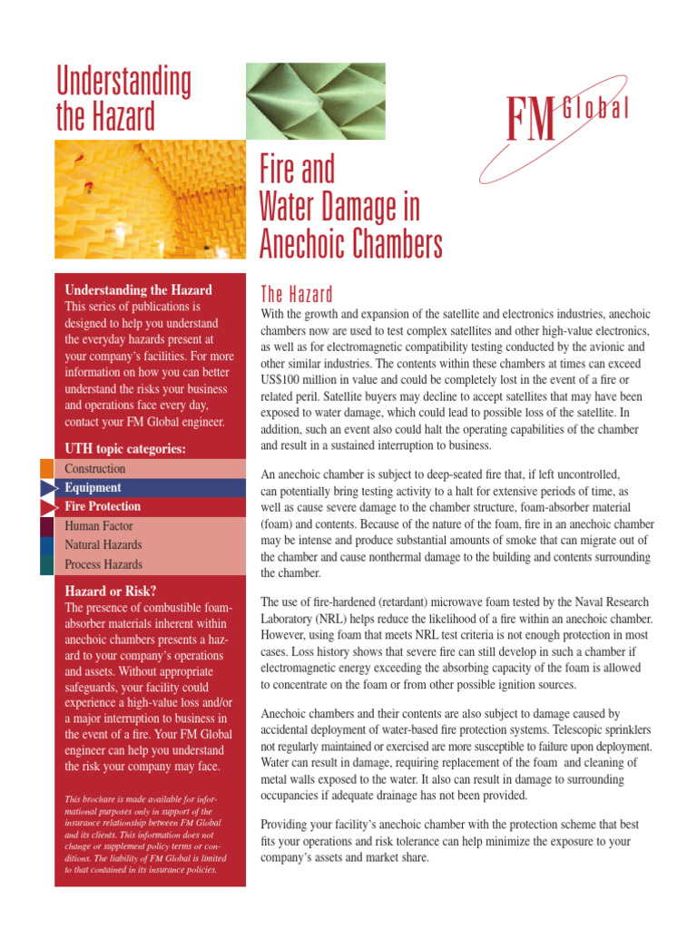 Understanding The Hazard Fire and Water Damage in Anechoic Chambers | PDF