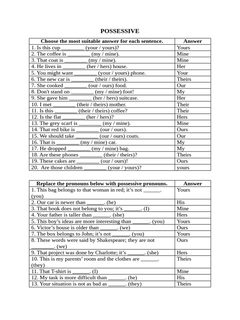 Possessive - Friends Plus 7 | PDF